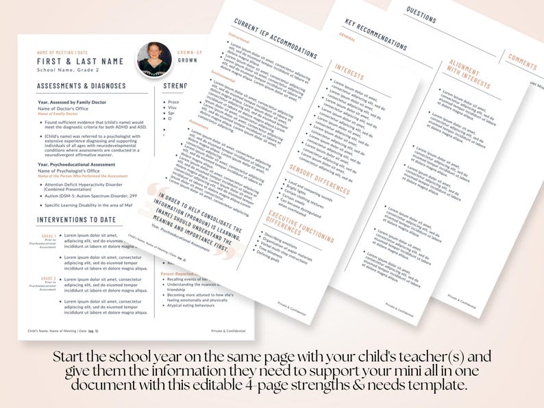 Neurodivergent Student Profile: Editable IEP Prep Template (canva, PDF ...