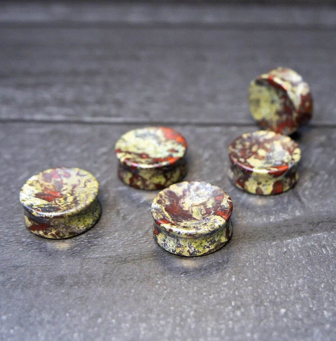 Dragons Blood Concave Plugs, Red Jasper Ear Plugs, Crystal Ear ...