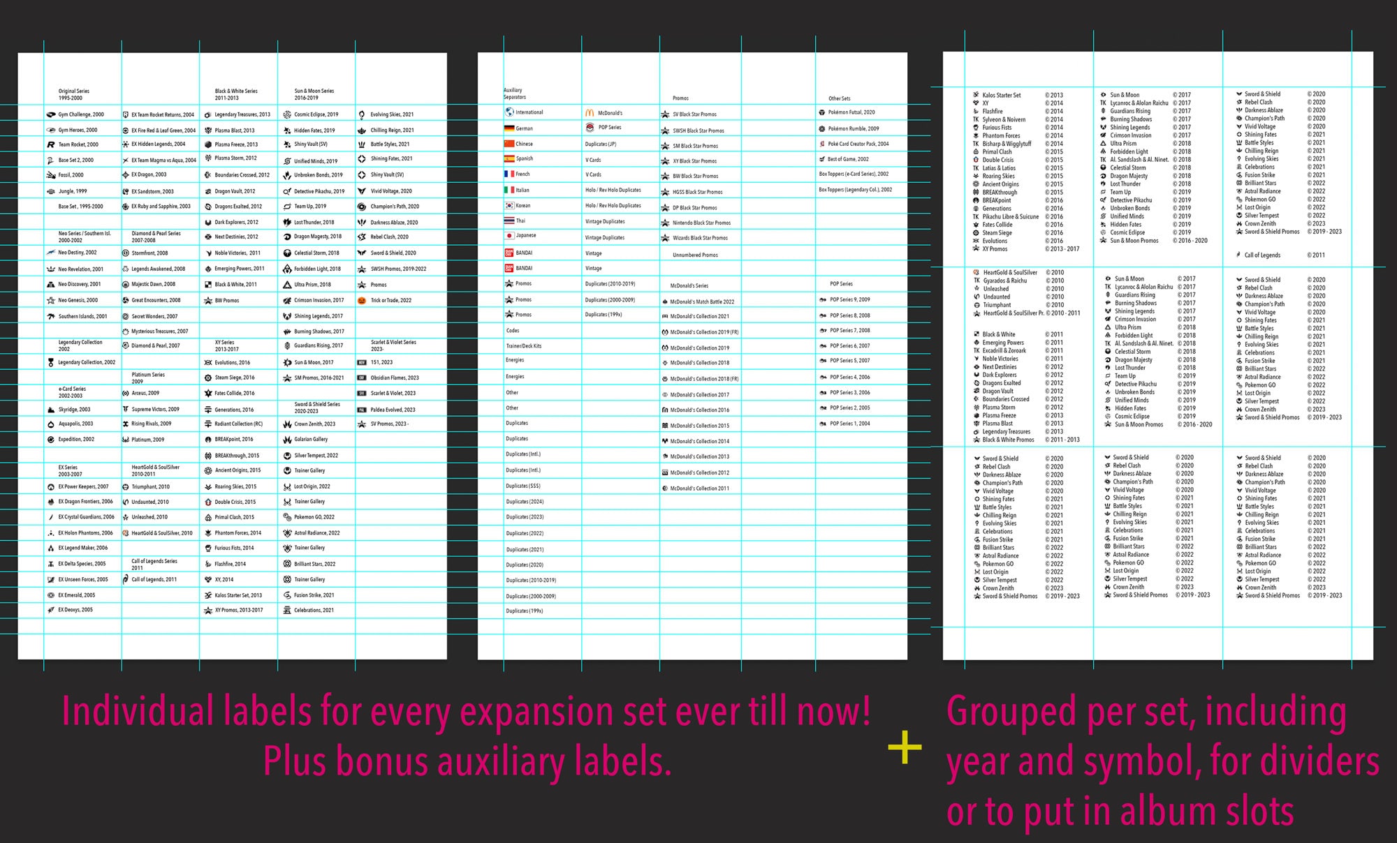 Over 160 Labels for Pokemon TCG Deck Separators. Printouts for Every ...