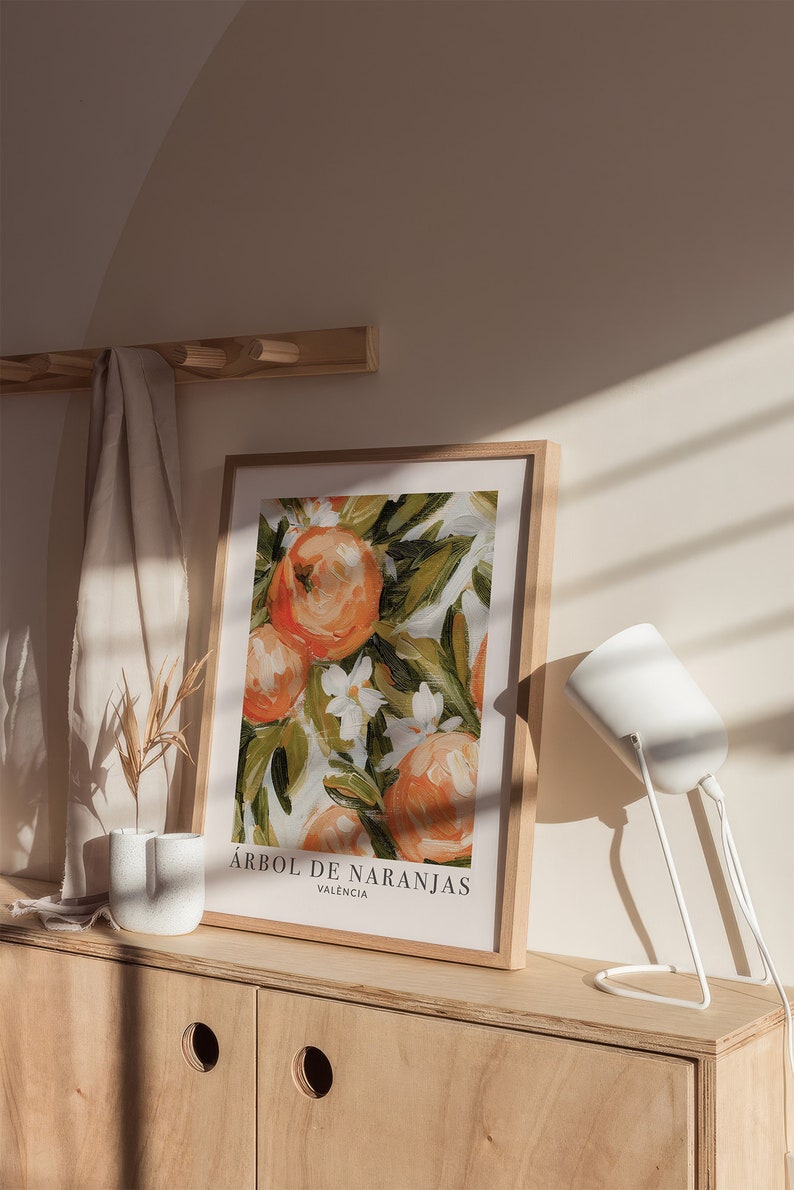 Orange Tree Poster, Mediterranean Vintage Illustration of Oranges Under ...