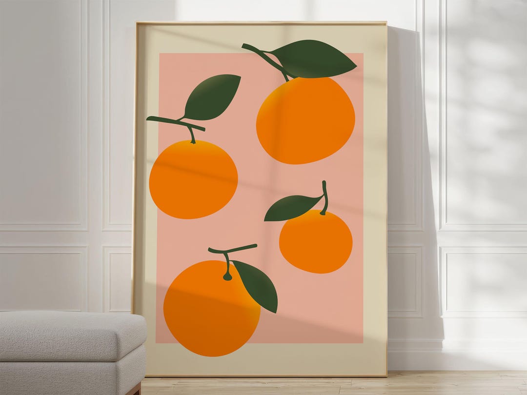Abstract Orange Poster, Modern Illustration of Oranges on Pink ...