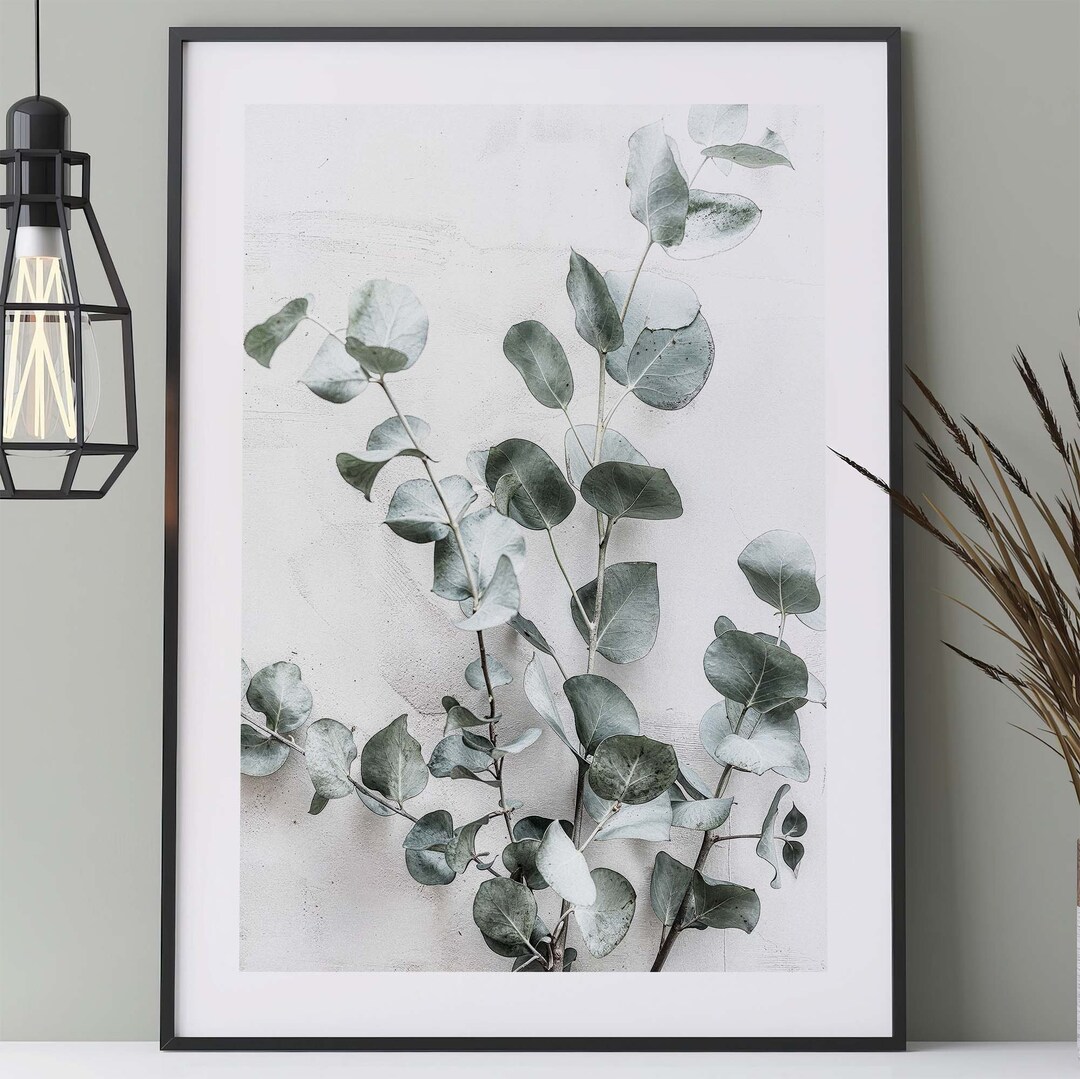 Eucalyptus Poster in Scandi Style, Closeup of a Eucalyptus Branch ...