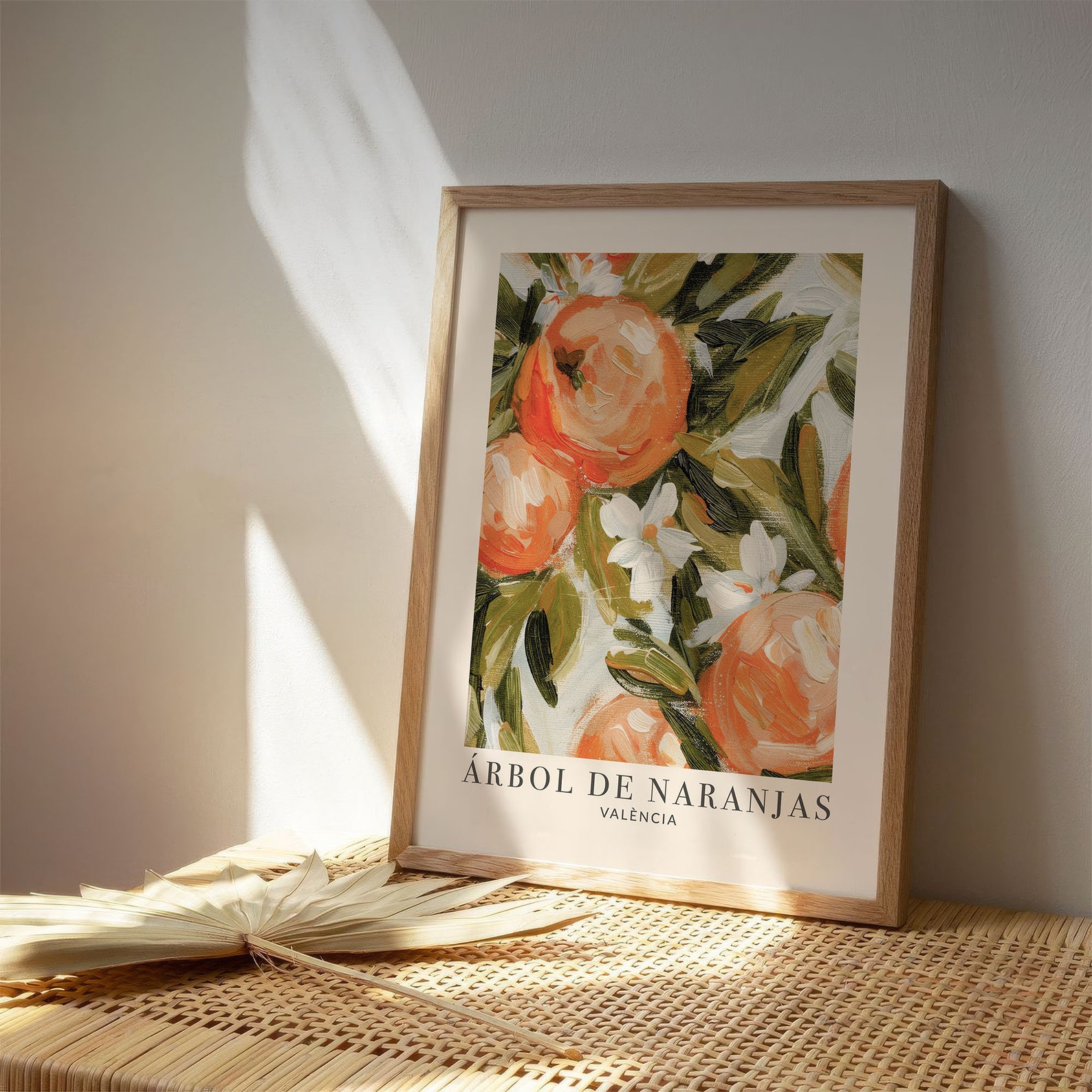 Orange Tree Poster, Mediterranean Vintage Illustration of Oranges Under ...