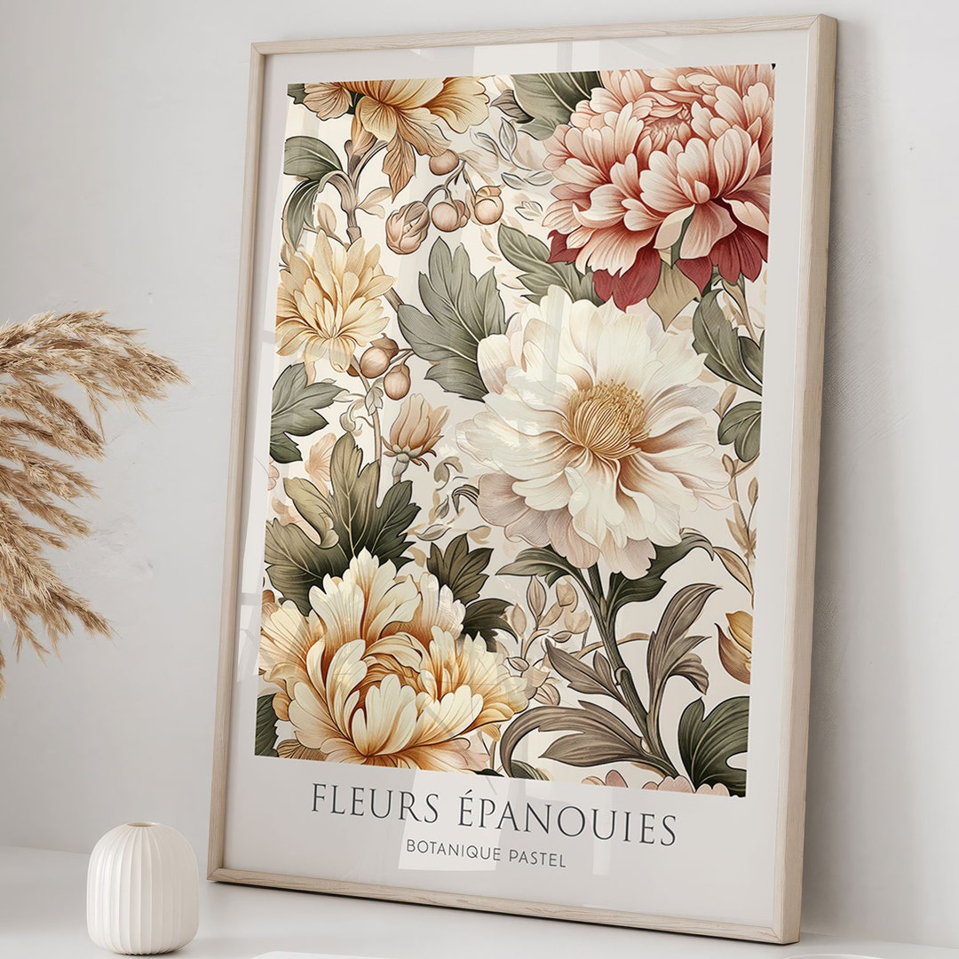 Vintage Flowers Poster, Abstract Floral Decor Fleurs Épanouies, Floral ...