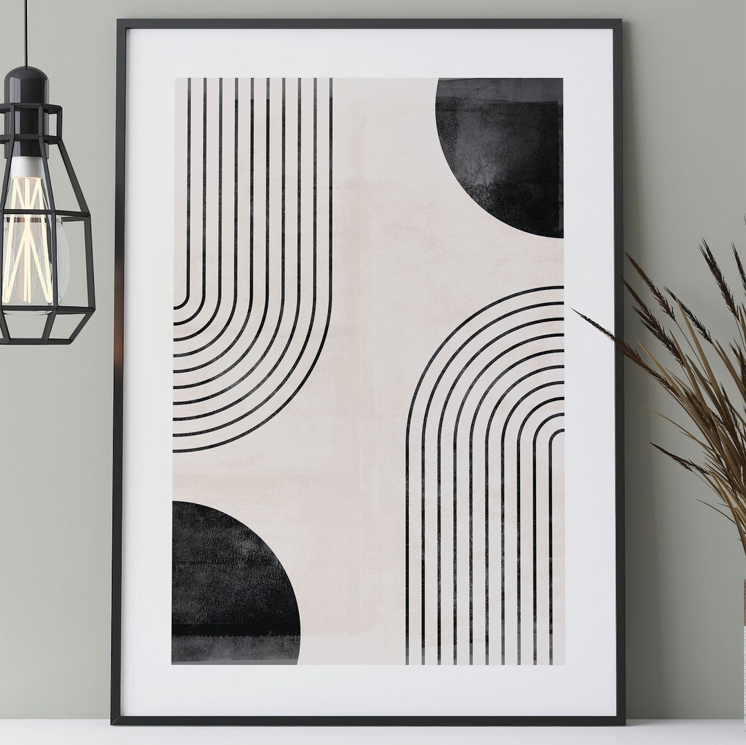 Boho Poster With Abstract Shapes, Arcs and Circles - Etsy