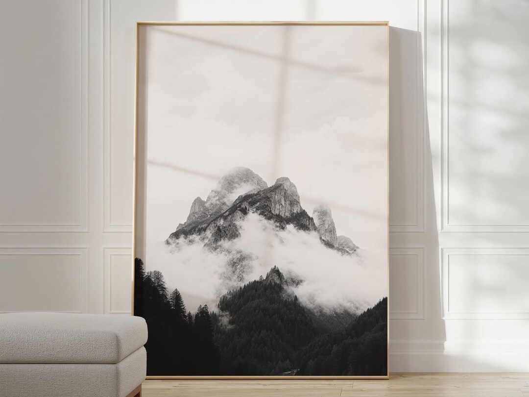 Mountain Peak Poster, Nature Photography of a Cloud-covered Mountain ...
