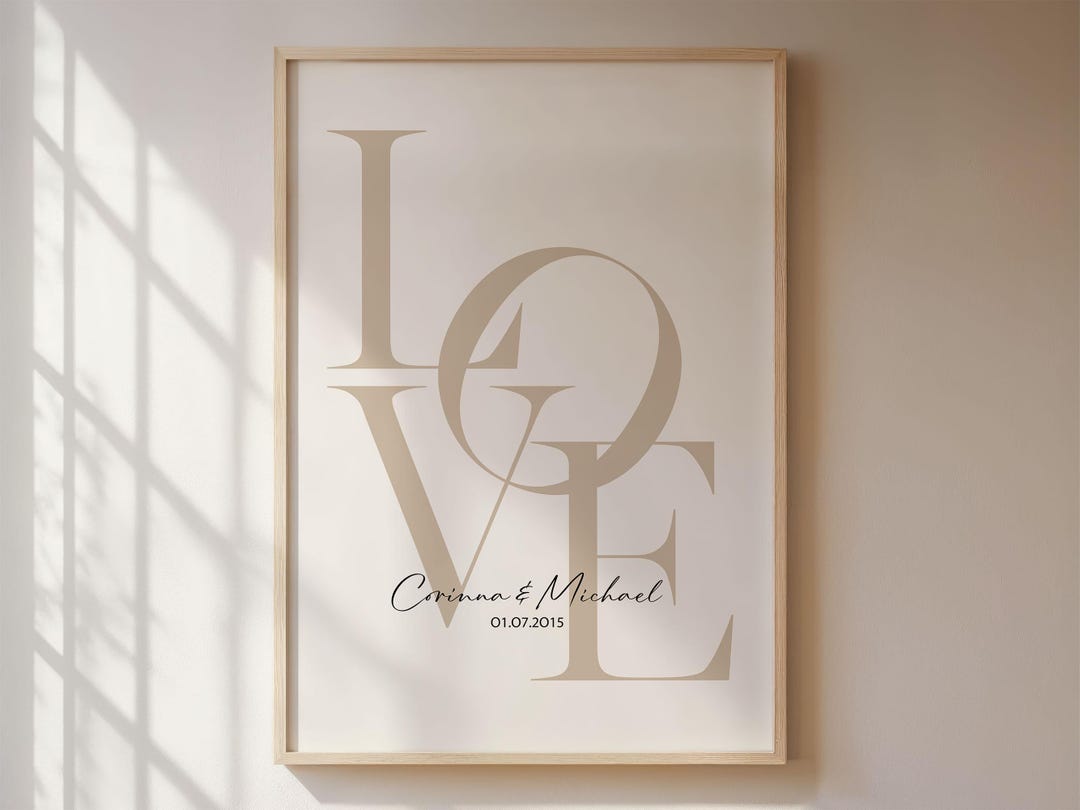 Personalized LOVE Poster With Names & Date, Gift for Couples, Wedding ...