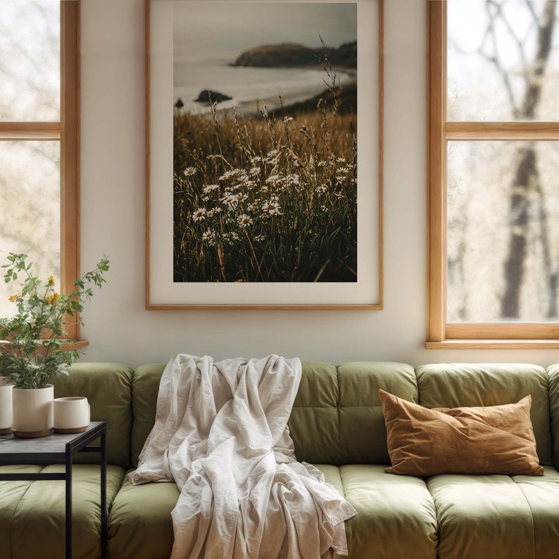 Daisies by the Ocean Poster, Nature Photography of Flowers on the Beach ...
