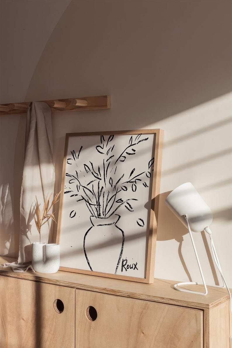Minimalist Floral Poster, Line Art Drawing of a Still Life in ...