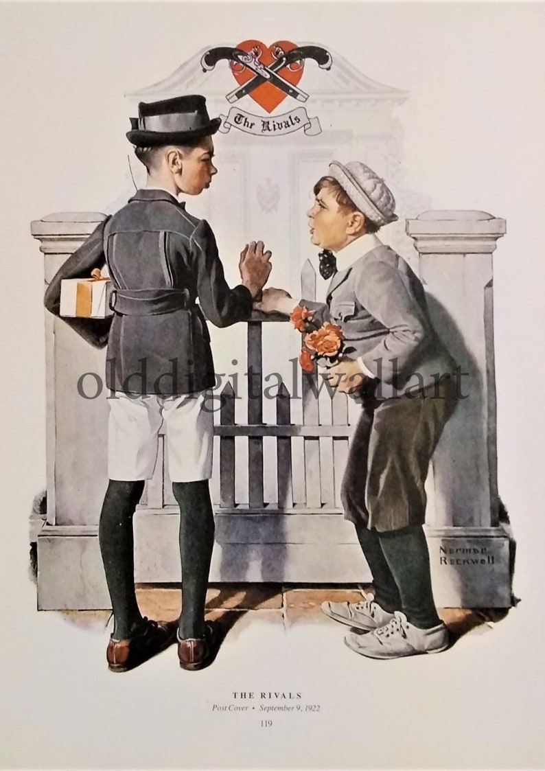NORMAN ROCKWELL 1922 the Rivals Printable Wall Art Vintage Art Print ...