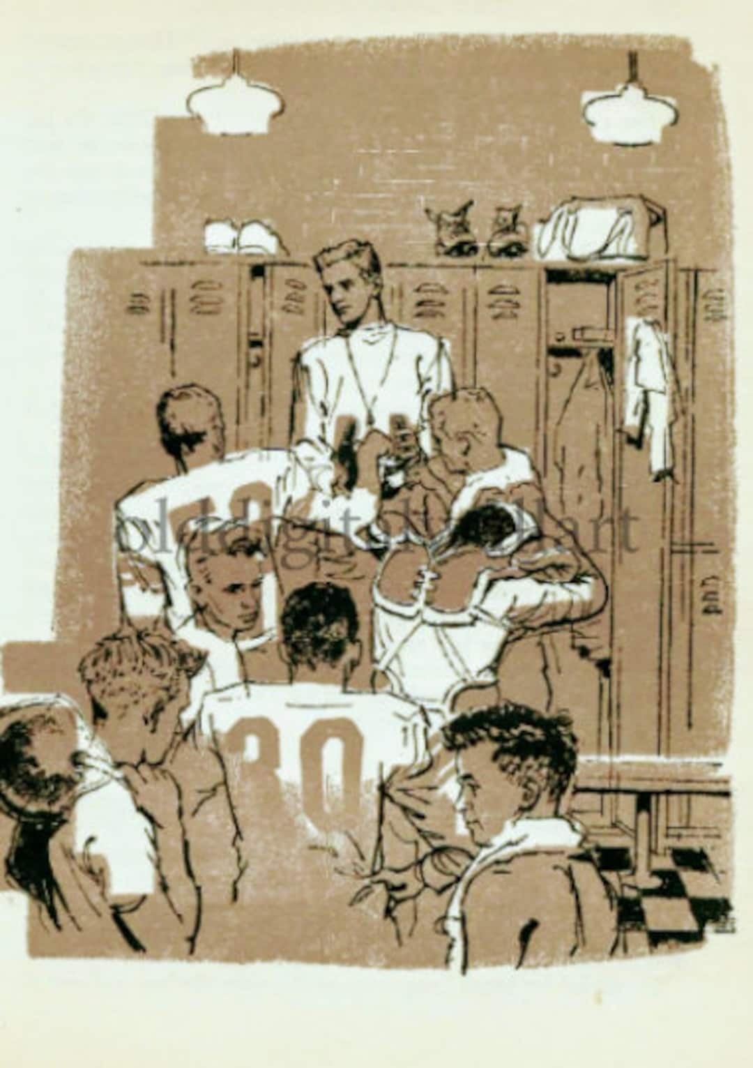 VINTAGE Art LOCKER ROOM Digital Art, Antique Art Print Gift for ...