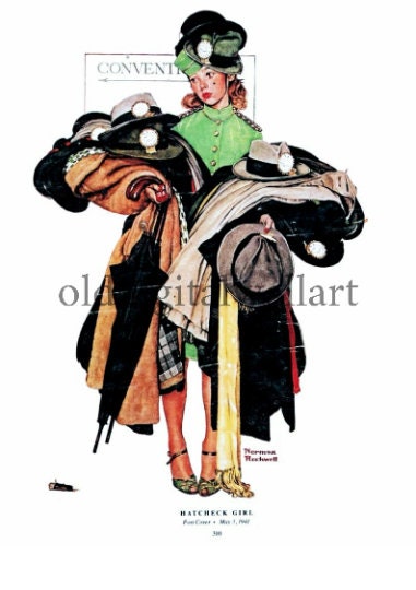 NORMAN ROCKWELL Art 1941 Hatcheck Girl Printable Wall Art - Etsy