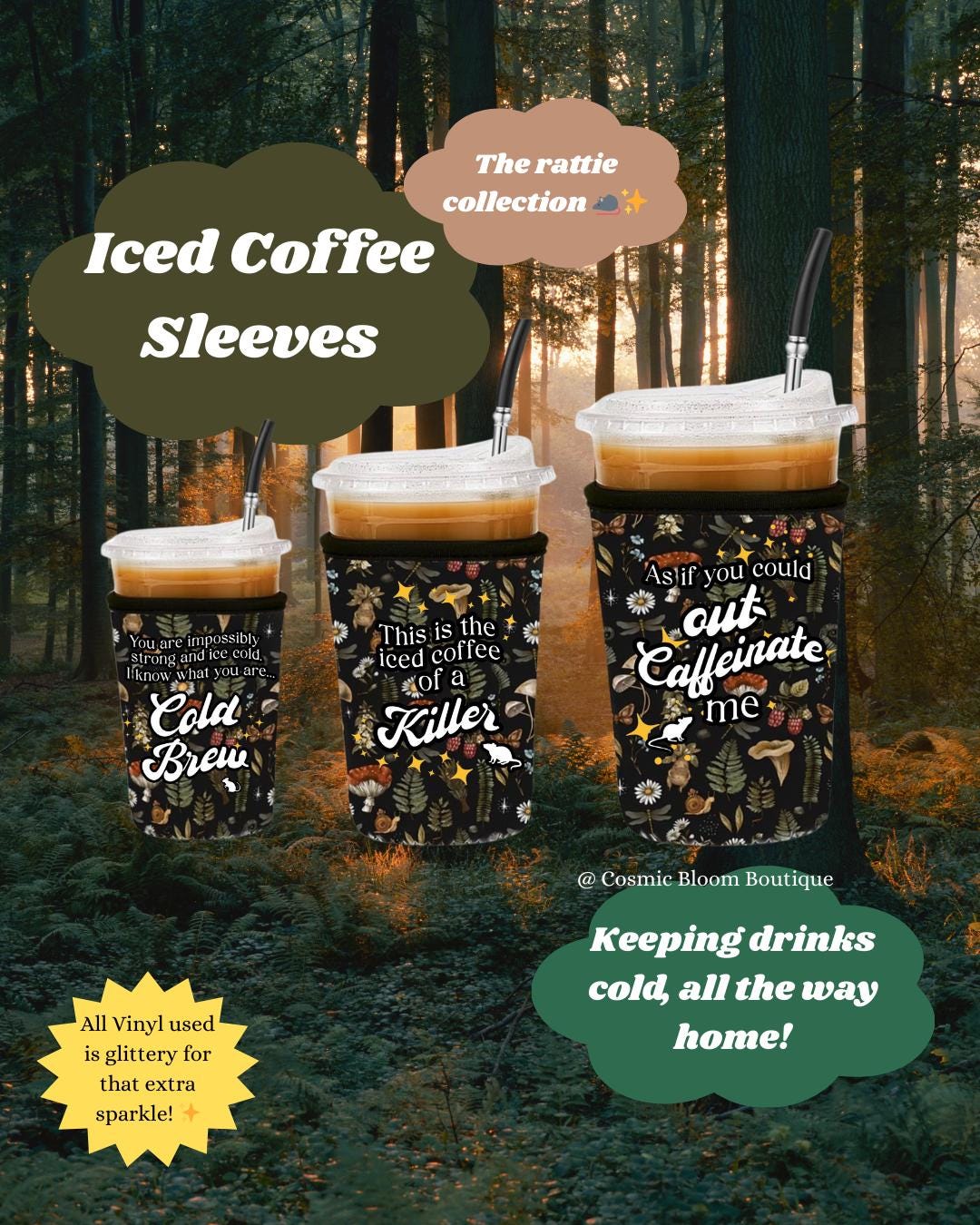Rattie Iced Coffee Sleeves - Etsy