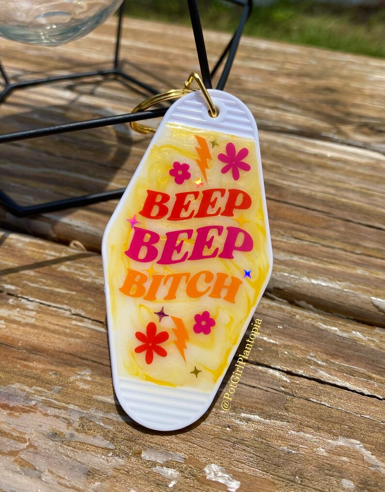 BEEP BEEP BITCH Resin Motel Keychain - Etsy