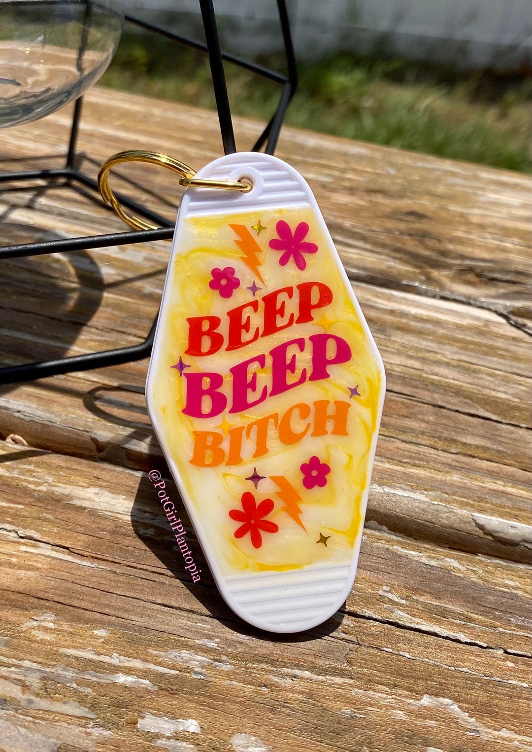 BEEP BEEP BITCH Resin Motel Keychain - Etsy