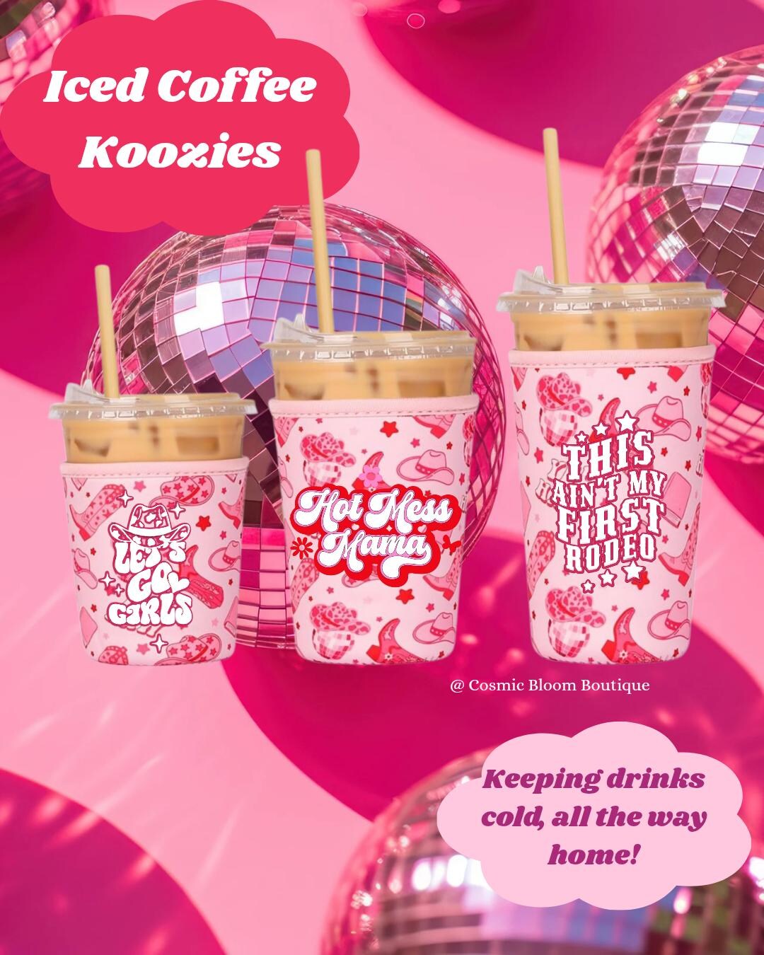 Pink Cowgirl Iced Coffee Koozies - Etsy