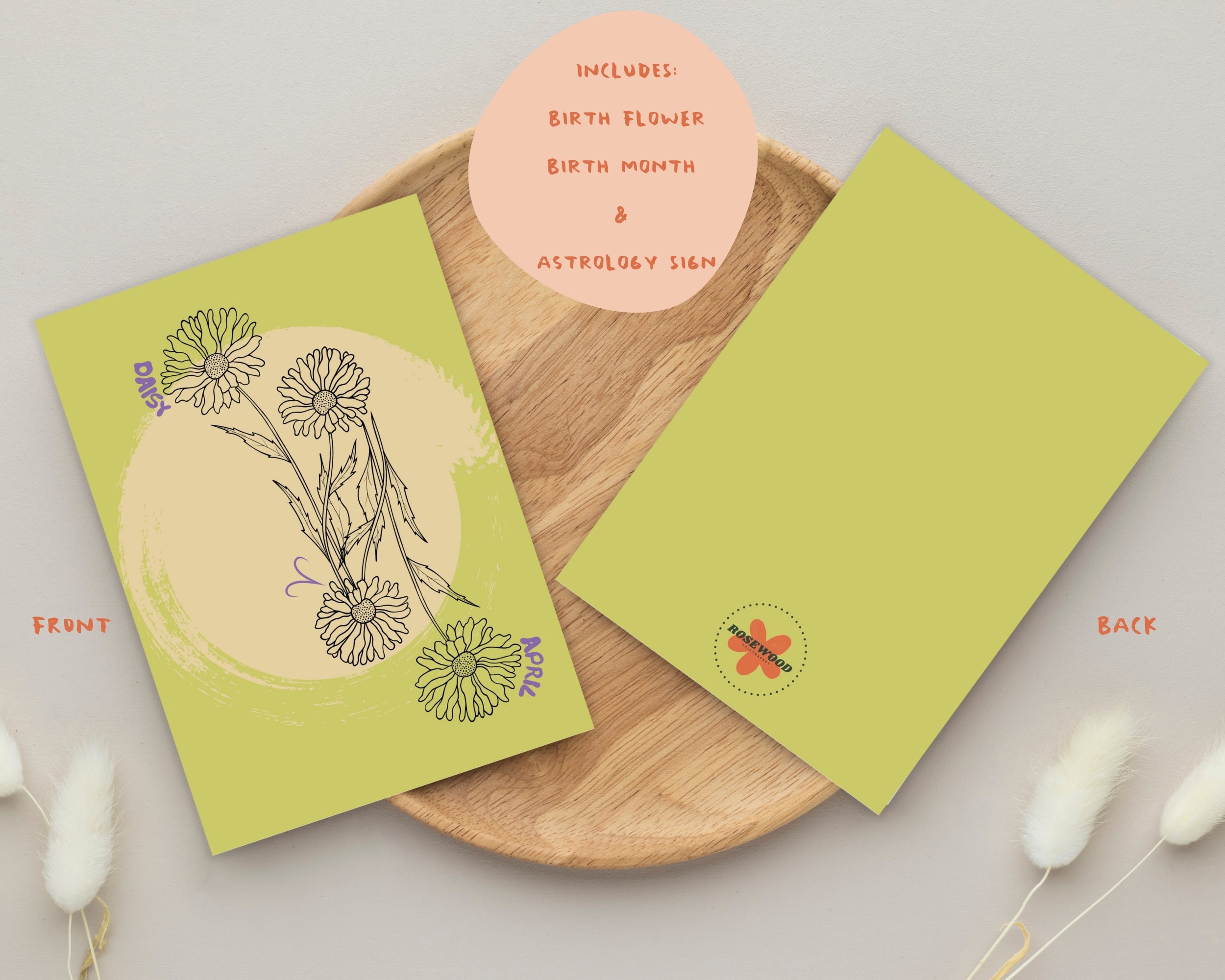 Printable Birth Flower Aries April Daisy, 5x7 Greeting Card, Digital ...