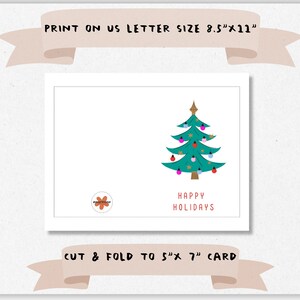 Printable Happy Holidays Greeting Card, Digital Christmas Card, 5x7 ...