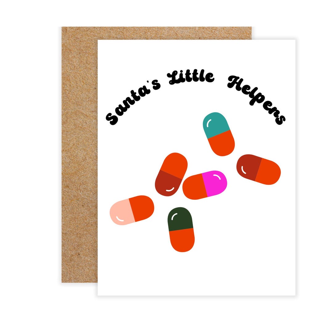 Funny Christmas Card - "santa's Little Helpers" Pills - Etsy