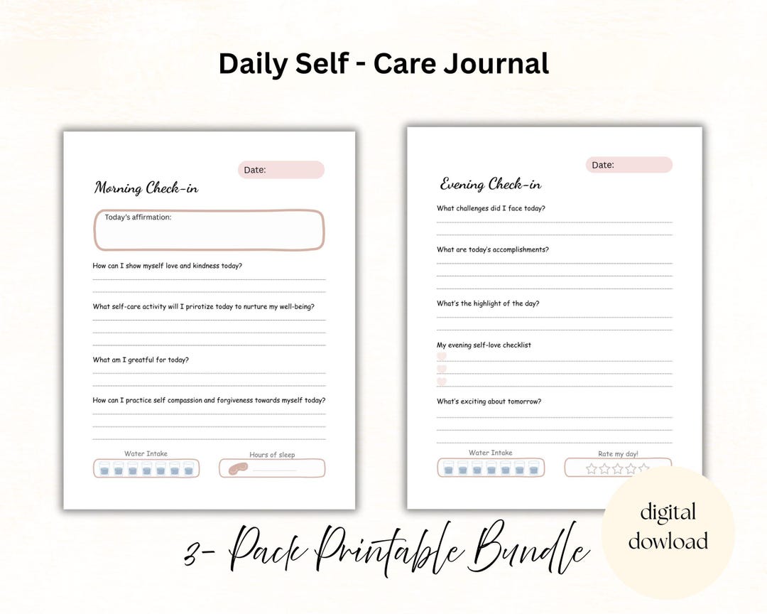 Printable Daily Self-care Journal – Mental Health & Wellness Tracker ...