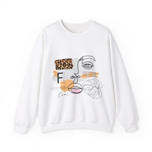 Abstract Woman Portrait Sweater, Colorful Artistic Face Print, Trendy ...