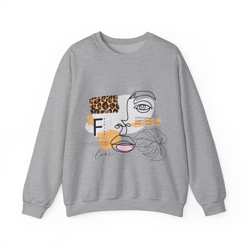 Abstract Woman Portrait Sweater, Colorful Artistic Face Print, Trendy ...