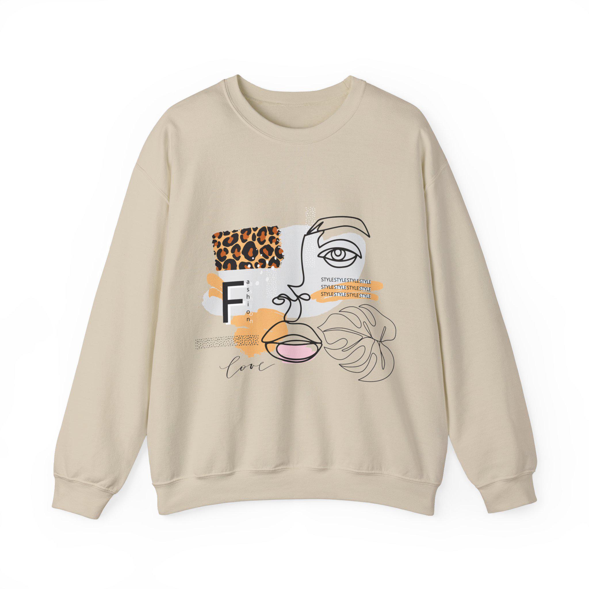 Abstract Woman Portrait Sweater, Colorful Artistic Face Print, Trendy ...