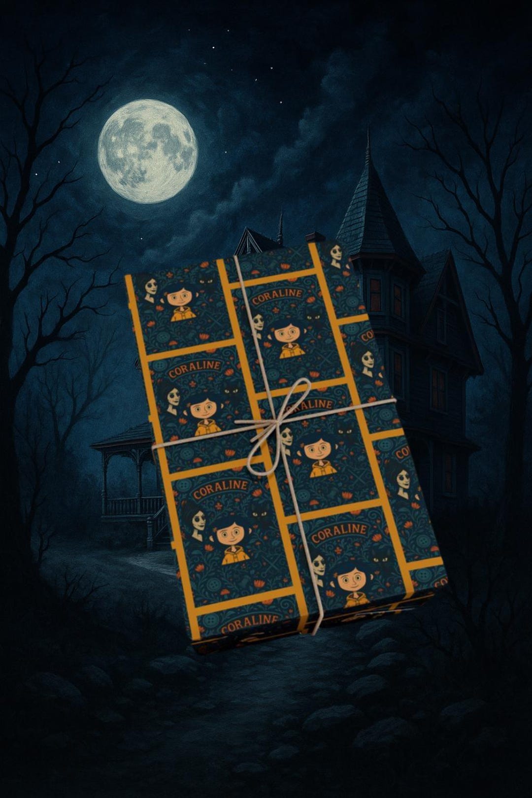 Wrapping Paper, Coraline Movie Wuss Puss Cat and Other Mother Gift Wrap ...