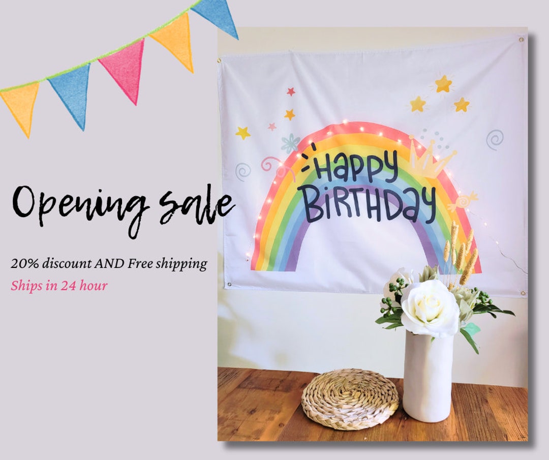 Rainbow Theme Birthday Banner/signage /wall Dropback - Etsy