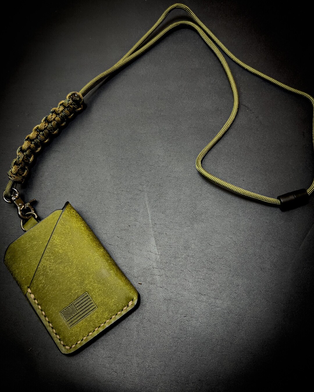 Tactical Handmade Leather Access Card / PIV / ID Holder With Paracord ...