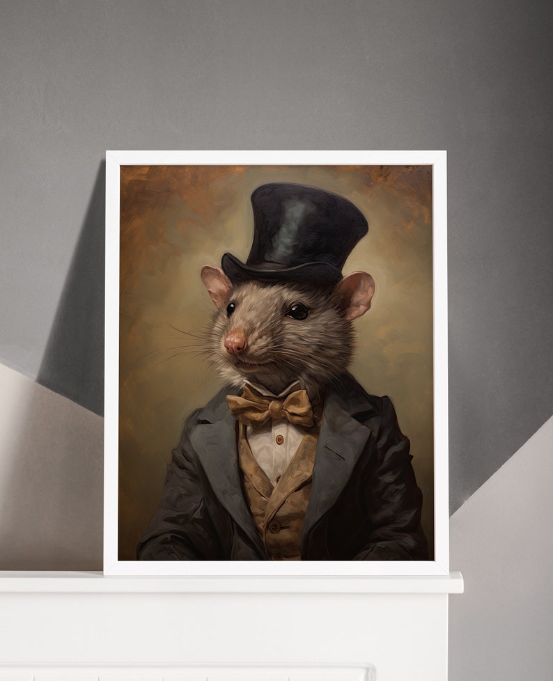 Rat Victorian Oil Painting, Dark Academia, Rat Art, Moody Decor ...