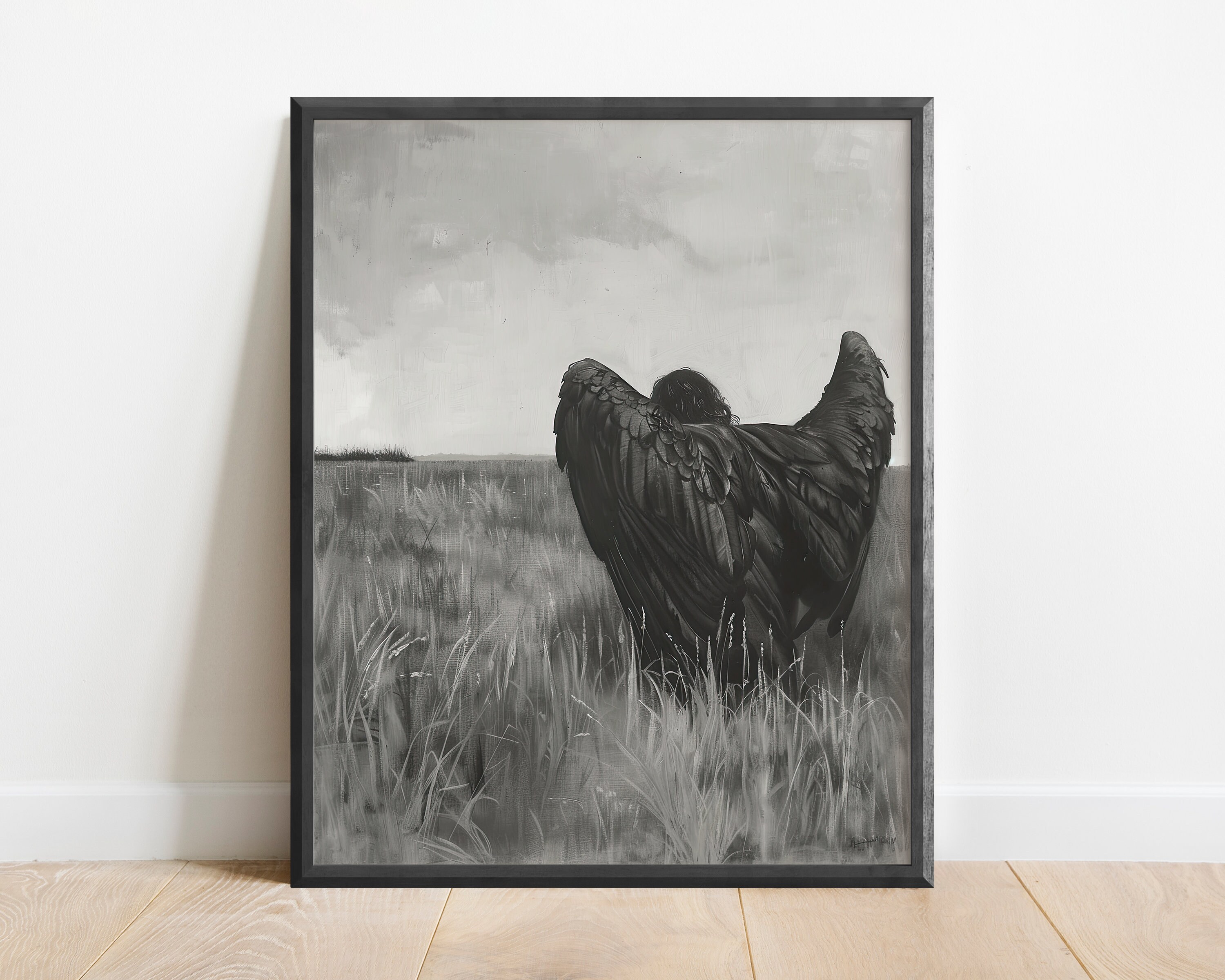 Fallen Angel Oil Painting, Dark Academia Decor, Dark Wall Art, Moody ...