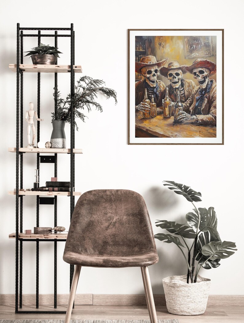 Halloween Skeleton Oil Painting Print, Dark Academia Decor, Dark Wall ...