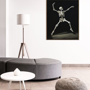 Skeleton Dancing Oil Painting Wall Art Print, Spooky Wall Art ...