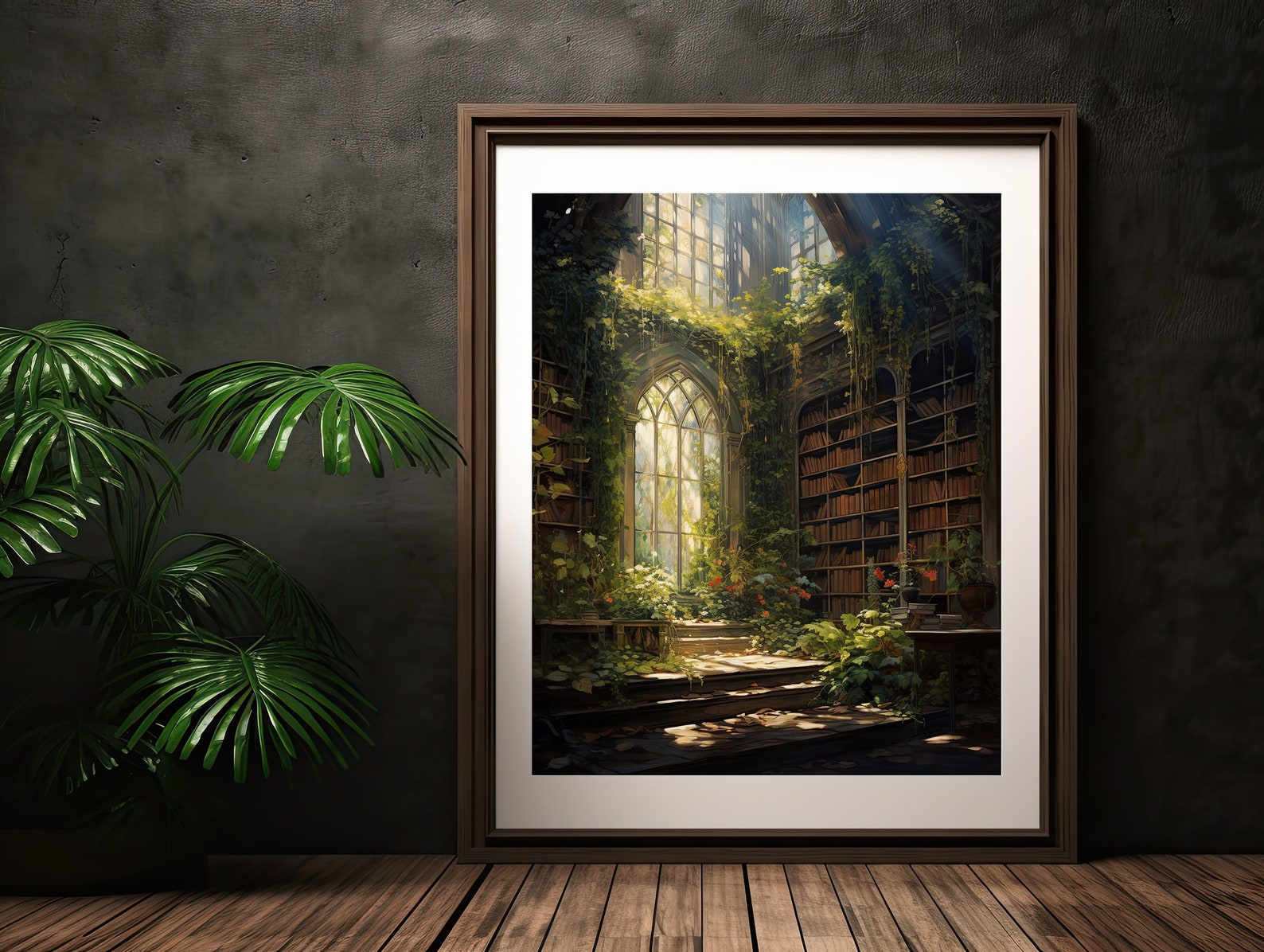 Dark Academia Nature Oil Painting Wall Art Print, Moody Library, Moody ...