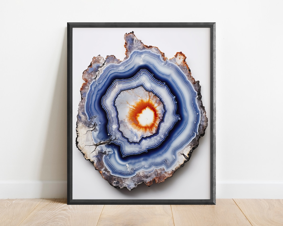 Geode Painting Wall Art Print, Rock Wall Art, Crystal Print, Geometric ...