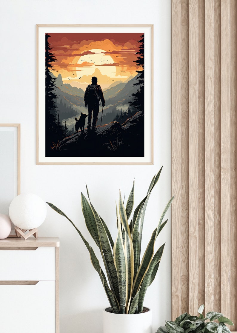 Minimalist Hiking Painting Wall Art Print, Nature Art, Forest Print ...