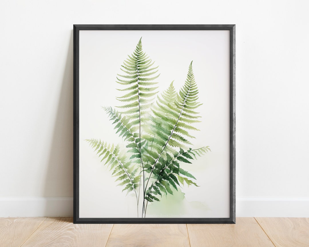 Minimalist Watercolor Fern Wall Art Print, Nature Art, Plant Painting ...