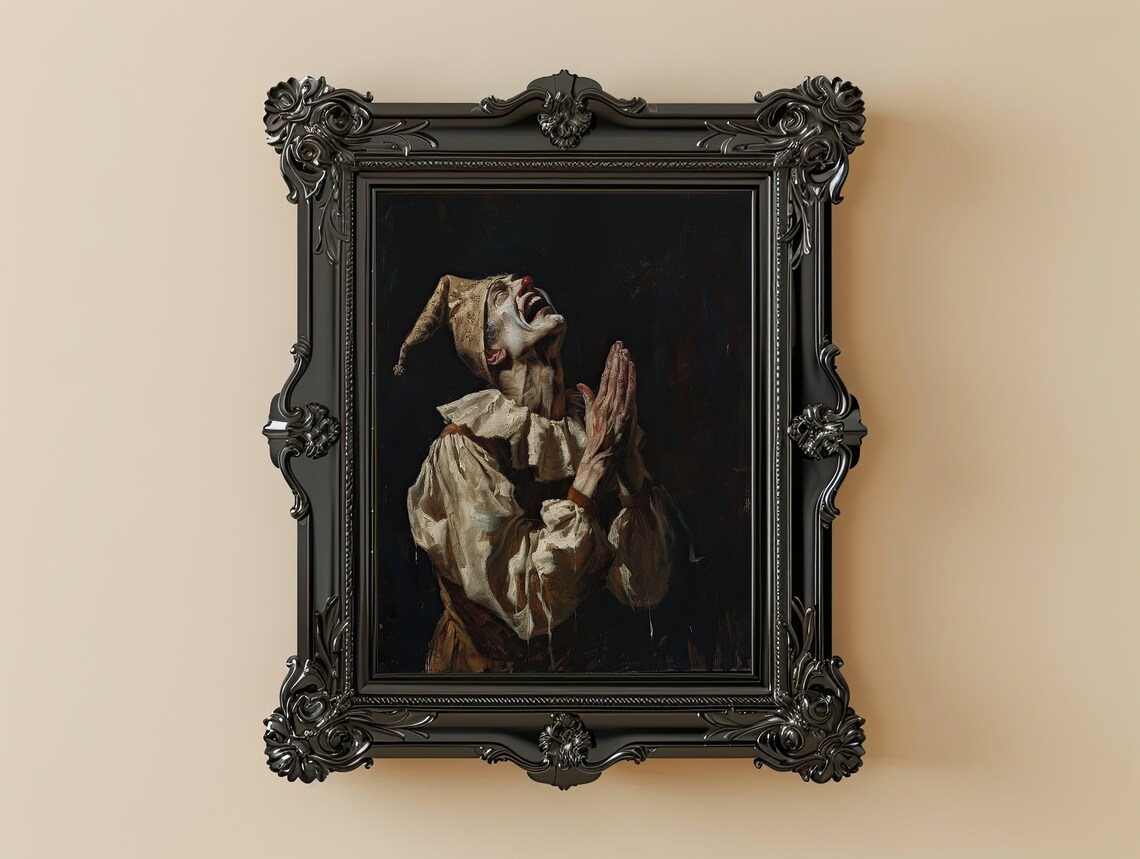 Crying Jester Wall Art Print, Accidental Renaissance Art, Clown Art ...