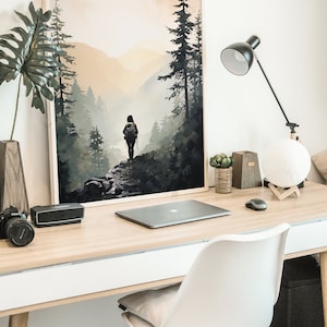 Minimalist Hiking Painting Wall Art Print, Nature Art, Forest Print ...