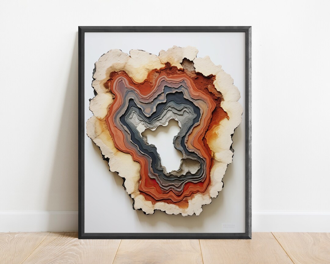 Geode Painting Wall Art Print, Rock Wall Art, Crystal Print, Geometric ...