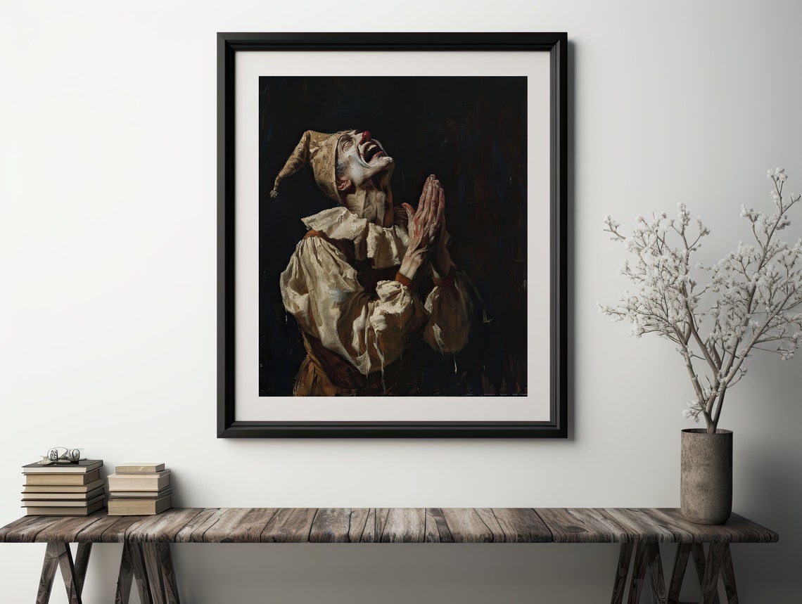 Crying Jester Wall Art Print, Accidental Renaissance Art, Clown Art ...