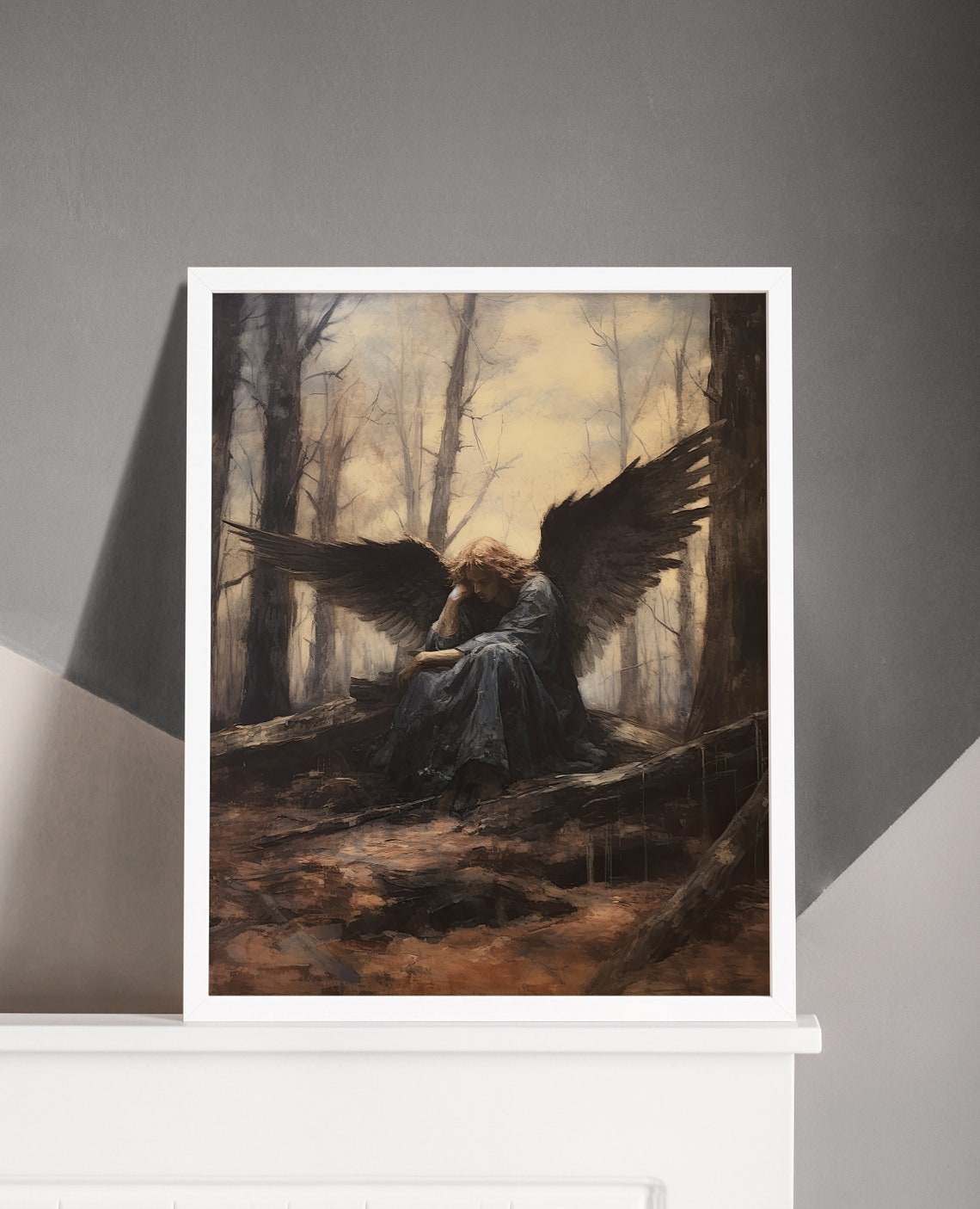Fallen Angel Oil Painting Dark Academia Decor Dark Wall Art - Etsy
