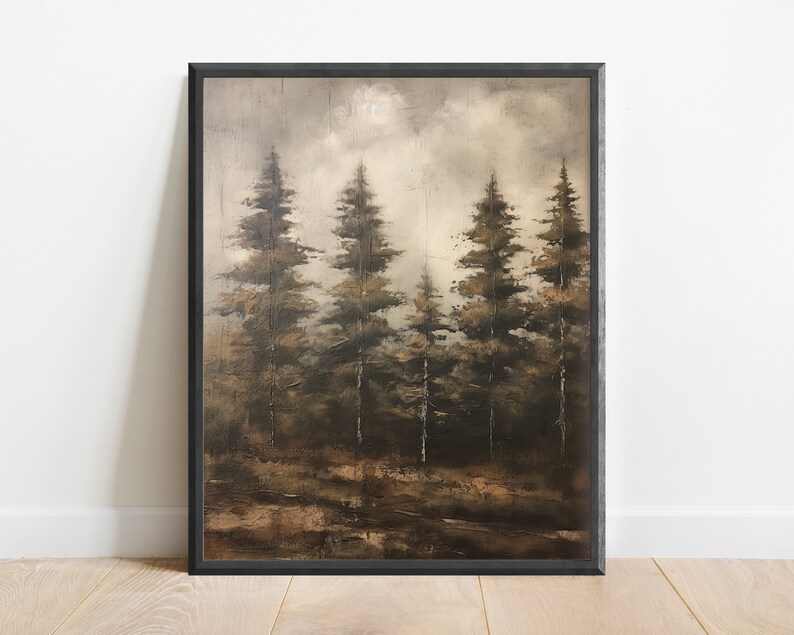 Dark Academia Forest Oil Painting, Dark Wall Art, Moody Decor ...