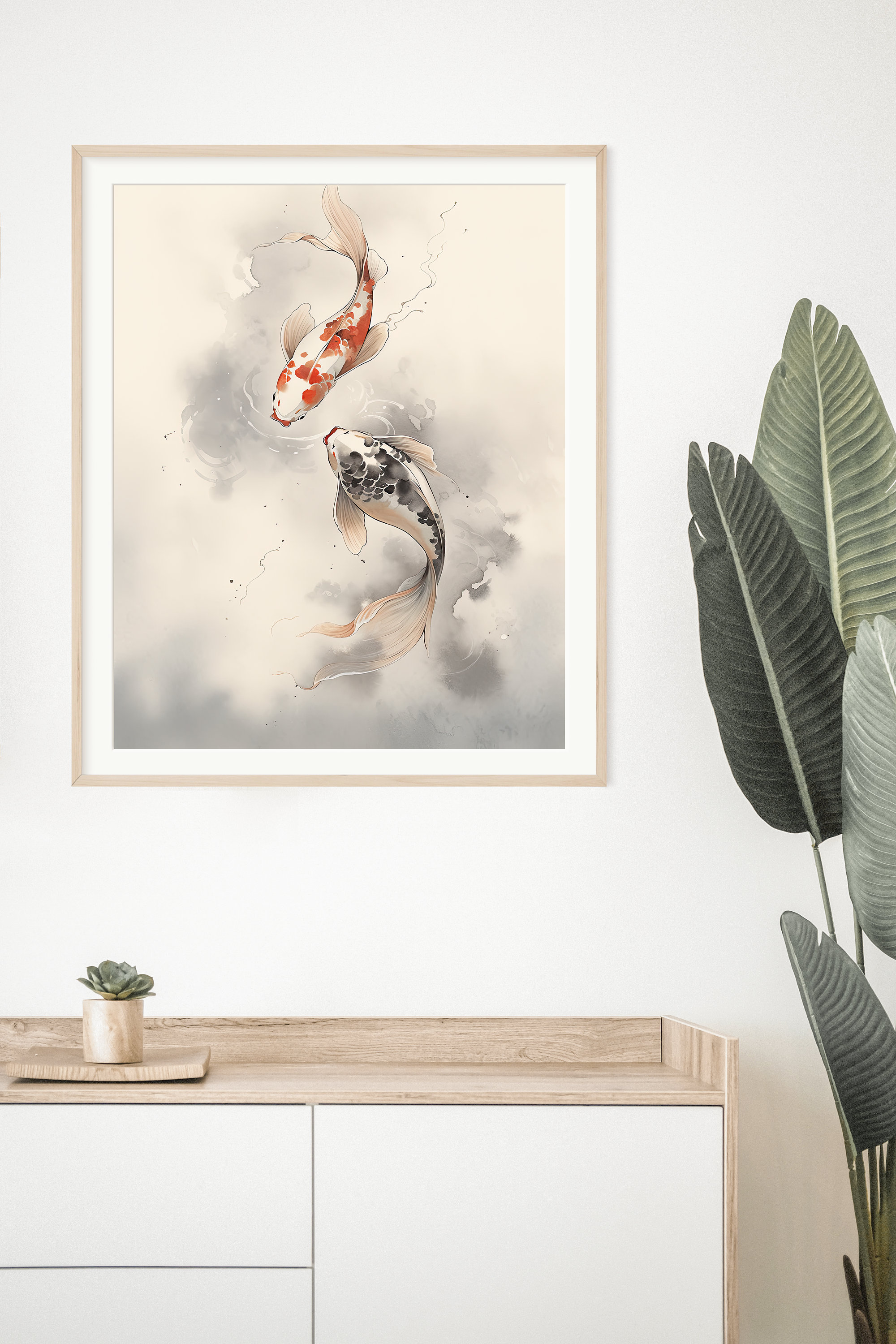 Japanese Koi Wall Art Print, Japanese Art, Asian Decor, Office Decor ...