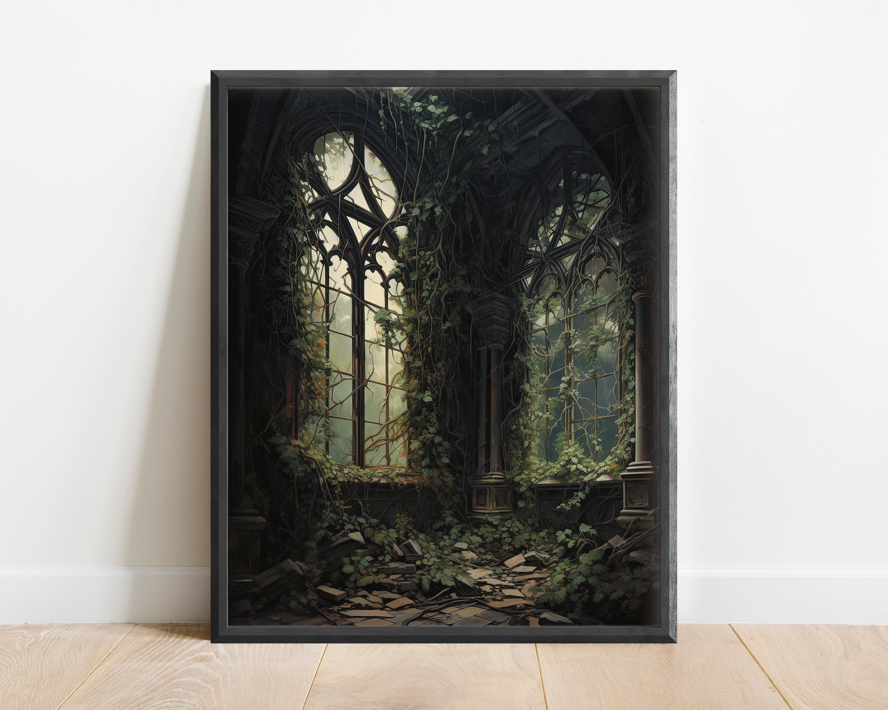 Dark Academia Nature Oil Painting Wall Art Print, Moody Library, Moody Print, Witch Room Decor ...