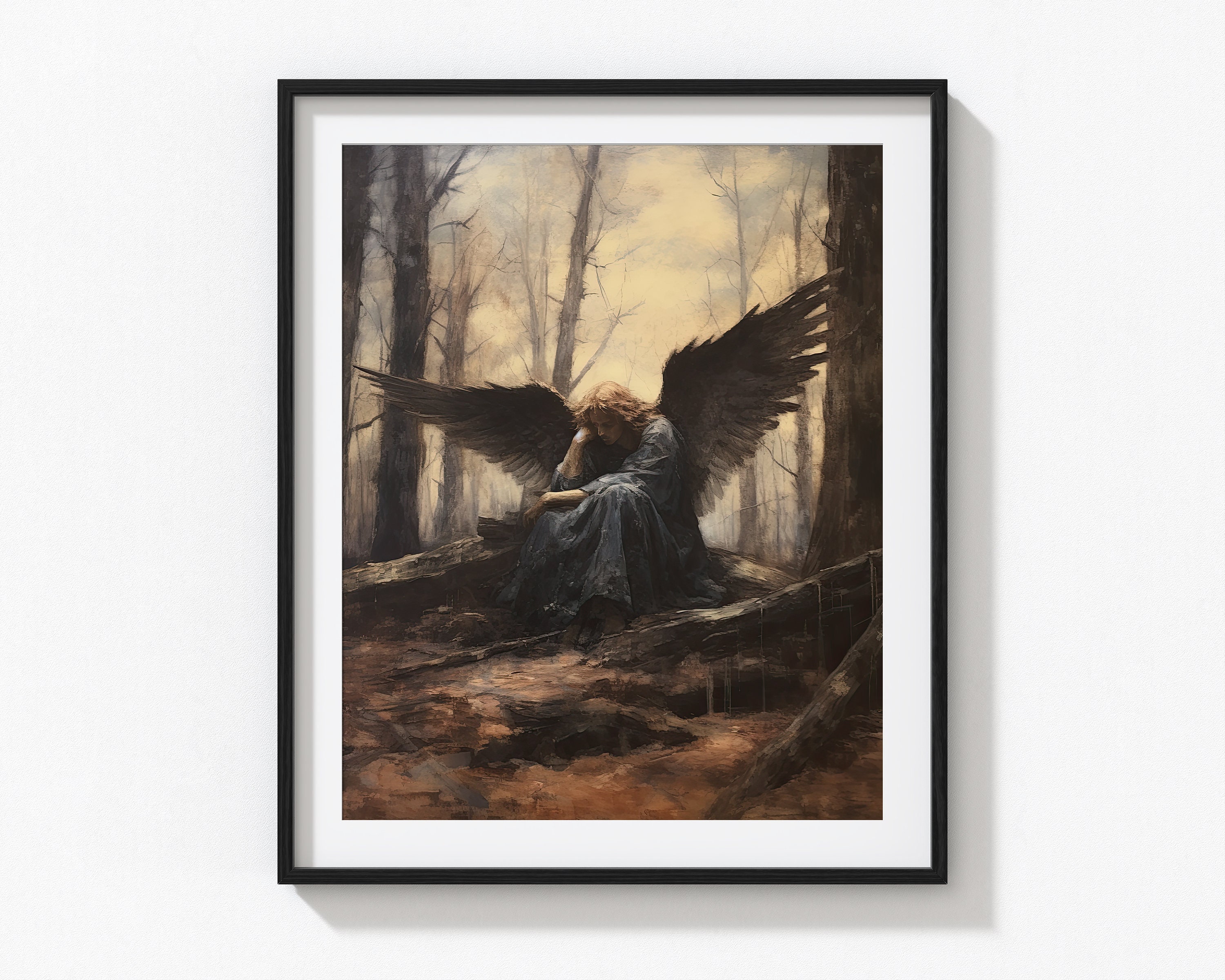Fallen Angel Oil Painting Dark Academia Decor Dark Wall Art - Etsy