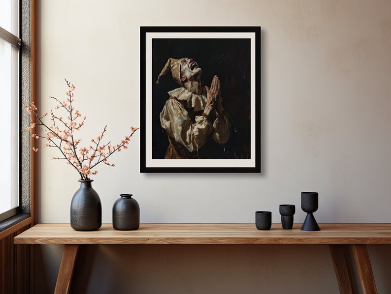 Crying Jester Wall Art Print, Accidental Renaissance Art, Clown Art ...