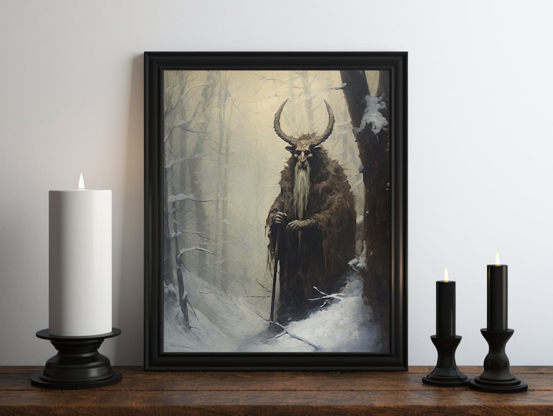 Krampus Oil Painting Dark Academia Decor Dark Wall Art - Etsy
