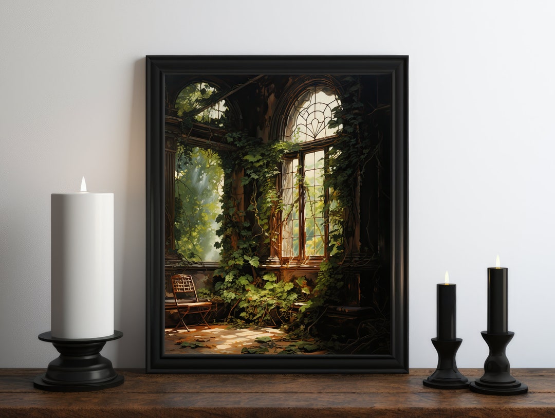 Dark Academia Nature Oil Painting Wall Art Print, Dark Academia Wall ...